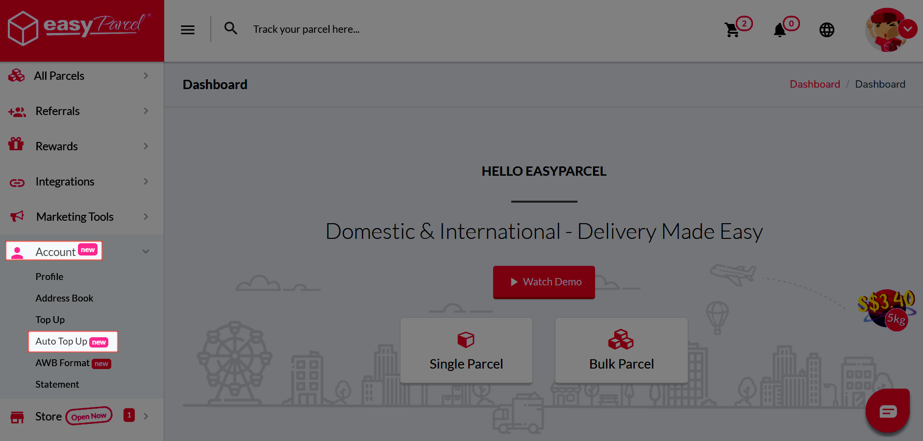 How to set up auto Top Up? : EasyParcel (Singapore) Help Centre