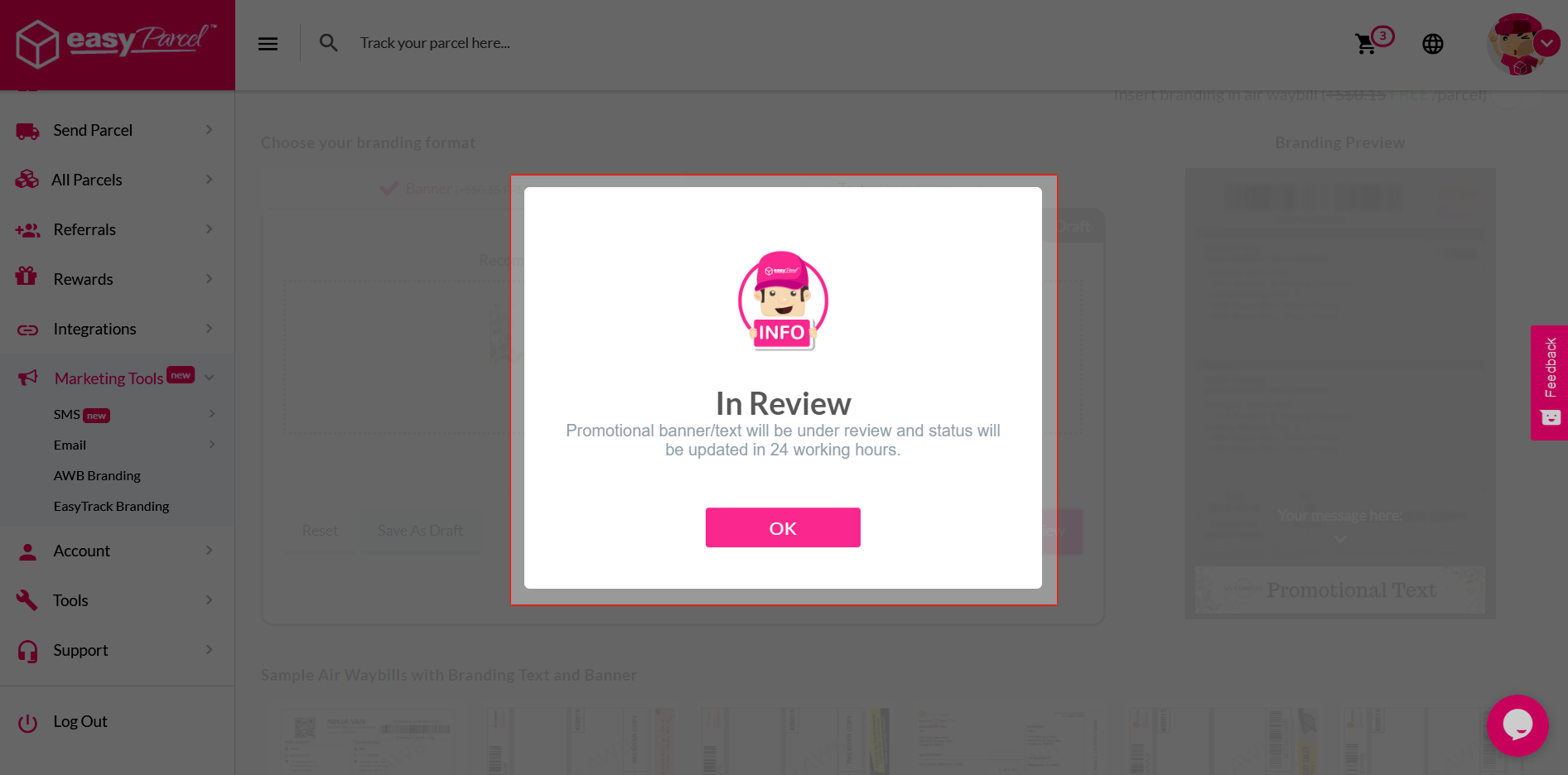 How to setup custom branding on Air Waybill? : EasyParcel (Singapore ...