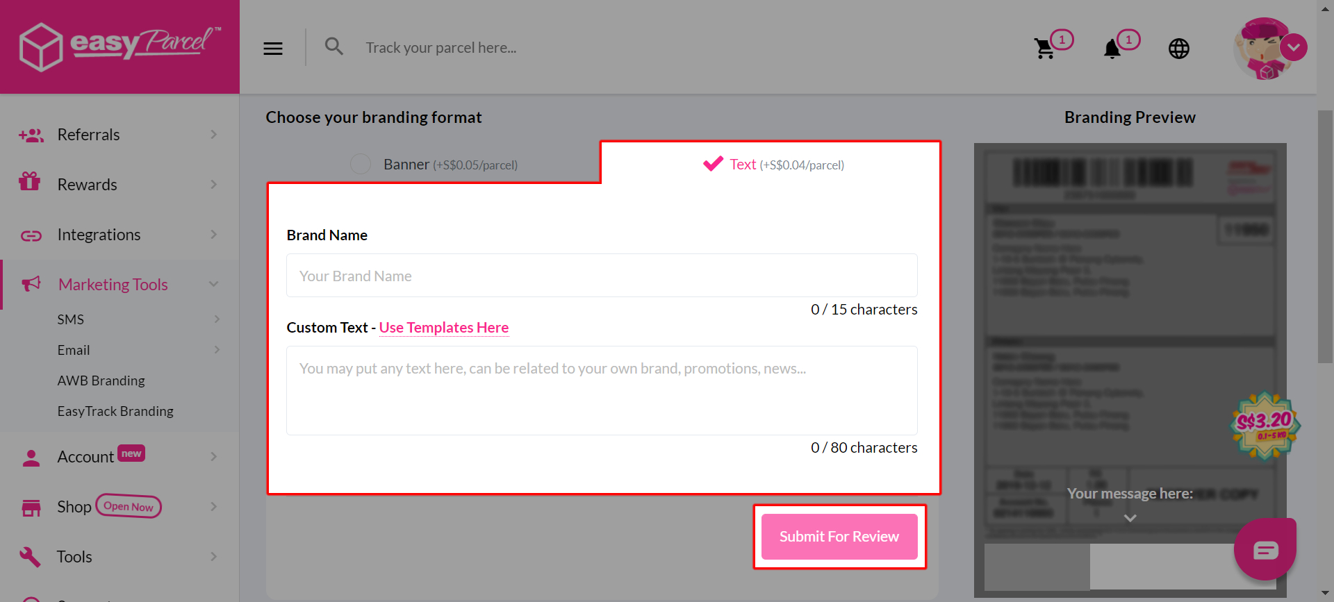 How to setup custom branding on Air Waybill? : EasyParcel (Singapore ...