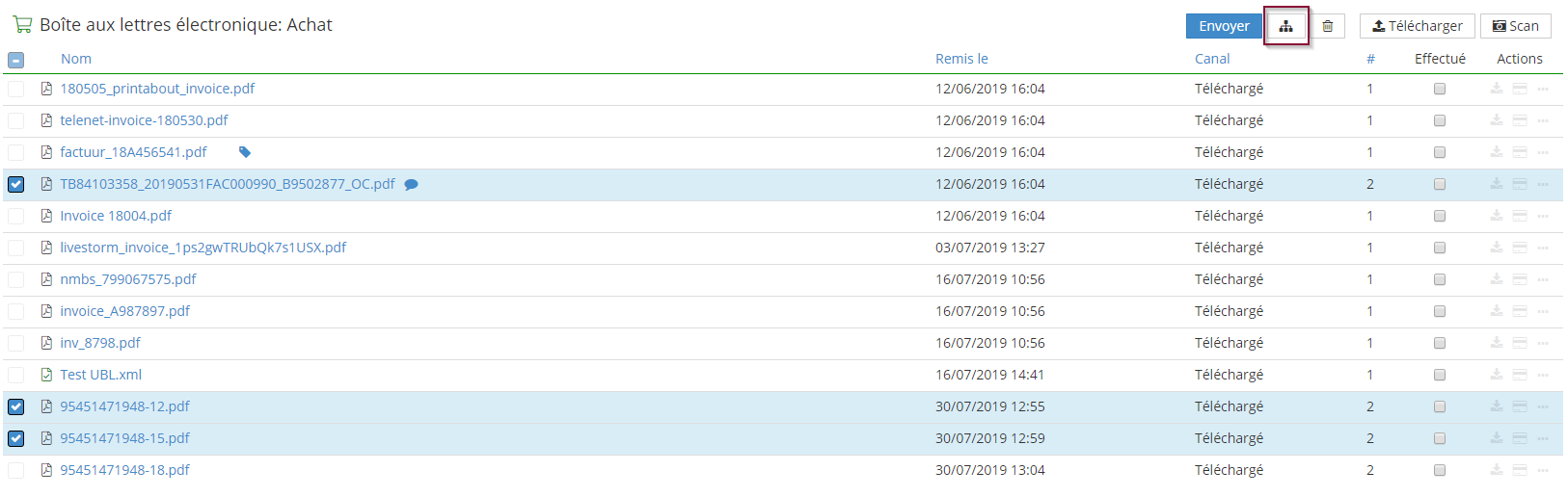 Scinder ou regrouper des documents : Accounting Platform