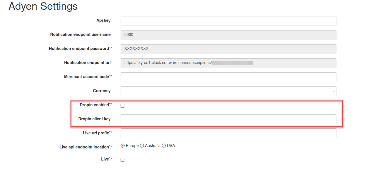 Adyen - DropIn (Alternative Payment Methods) : Support Centre