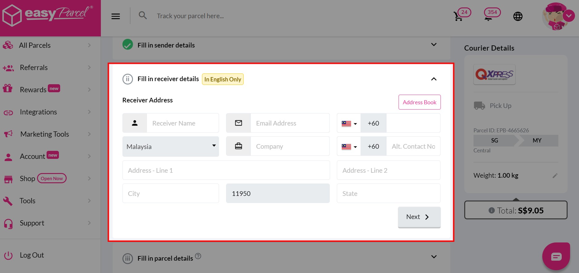 How to create international shipments via Single Parcel? : EasyParcel ...