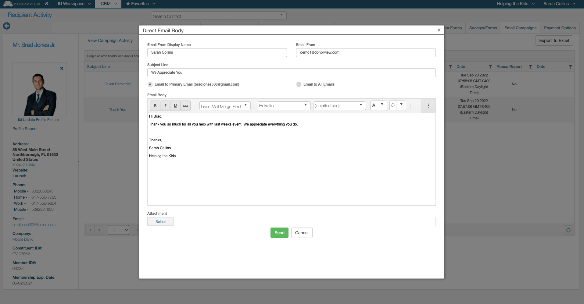 Direct Constituent Emails : DonorView