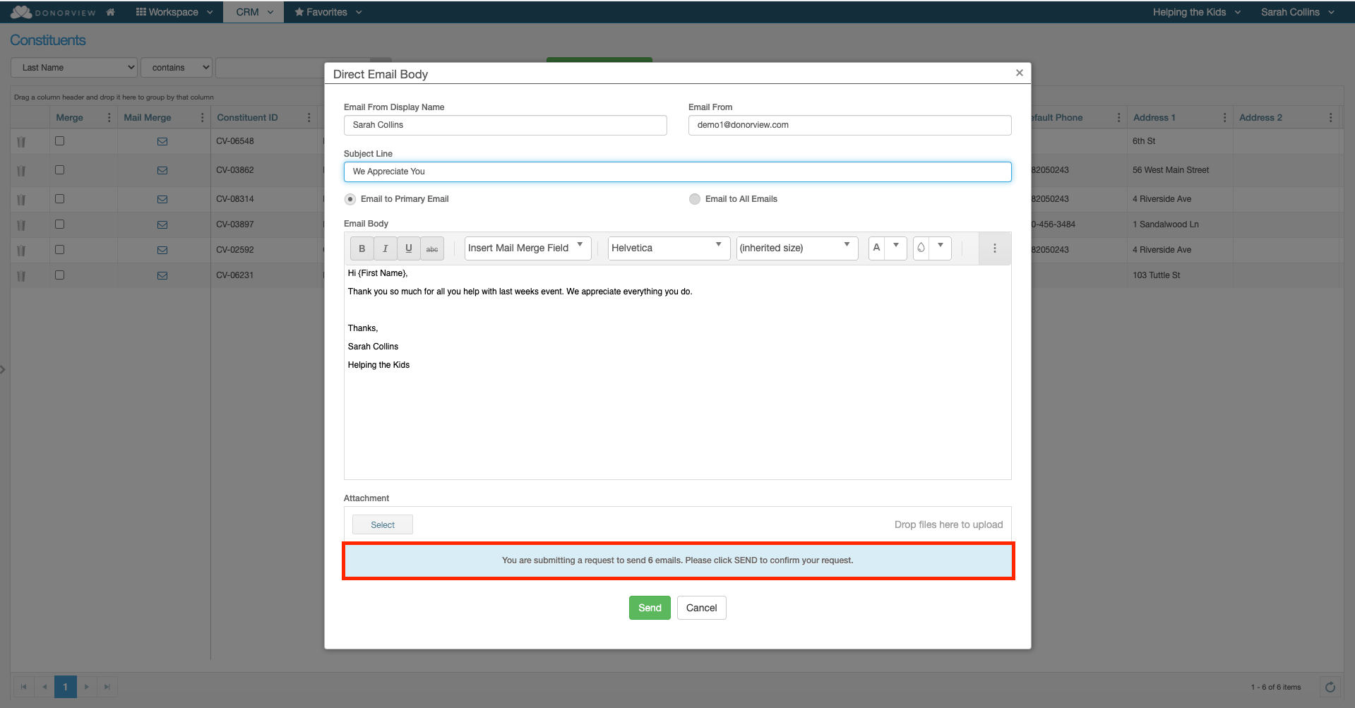 Direct Constituent Emails : DonorView