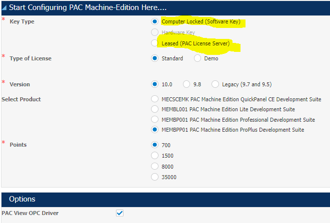 Licenciamiento de Emerson: Machine Edition - Opertek