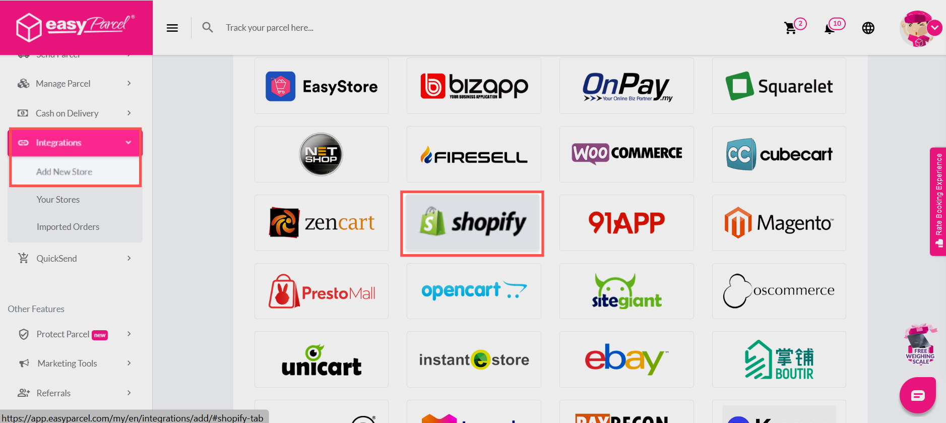 How to integrate EasyParcel with Shopify : EasyParcel (Malaysia) Help Centre