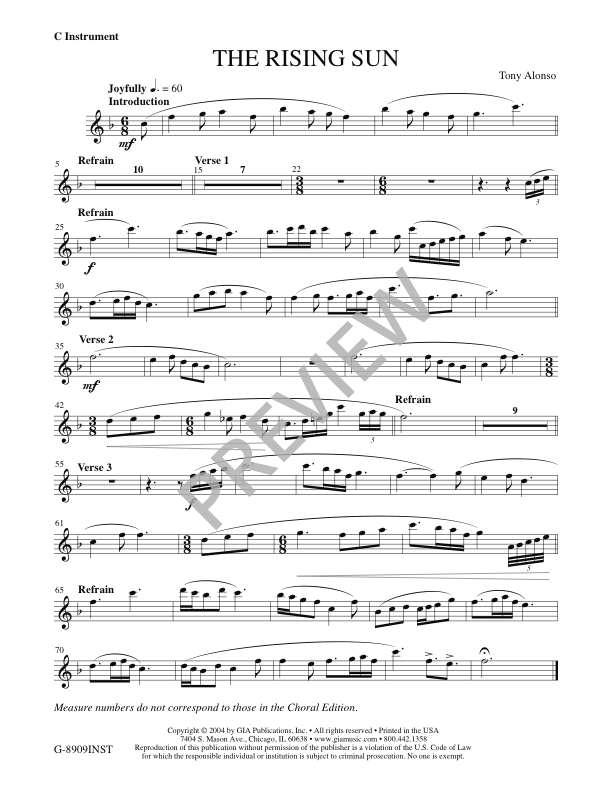 GIA Publications - The Rising Sun - Instrument edition