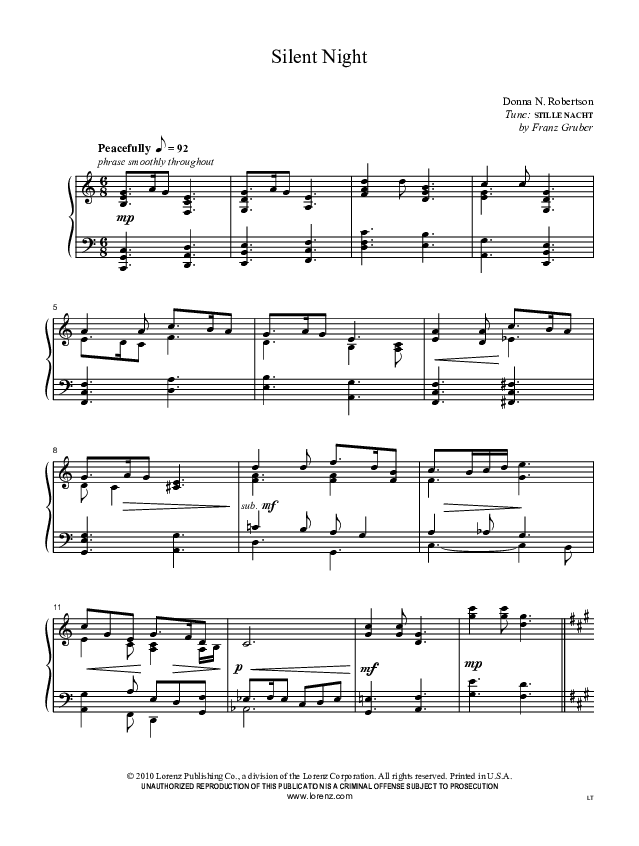 GIA Publications - Silent Night - Piano Sheet Music (Digital download)