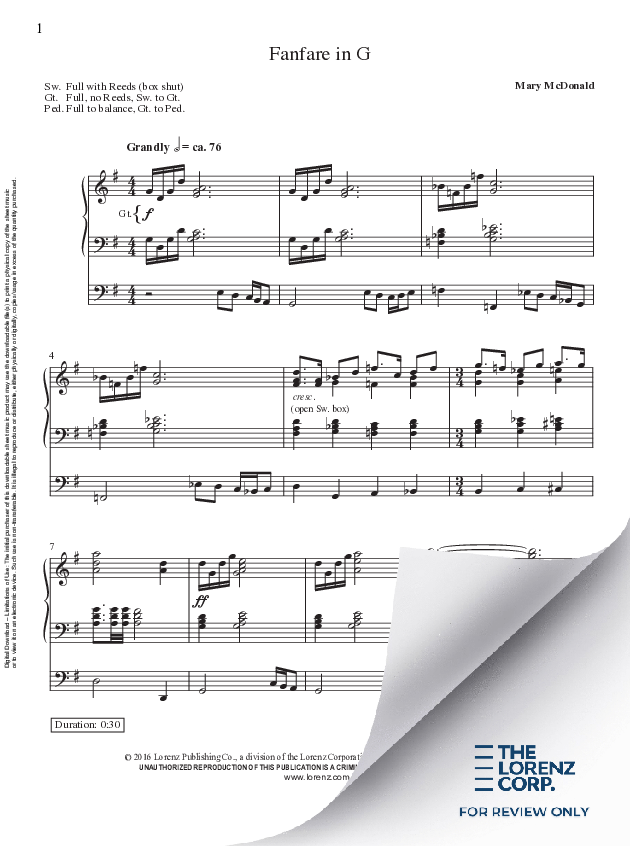 GIA Publications - Fanfare in G - Organ Sheet Music (Digital download)