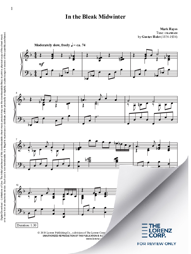 GIA Publications - In the Bleak Midwinter - Piano Sheet Music (Digital ...