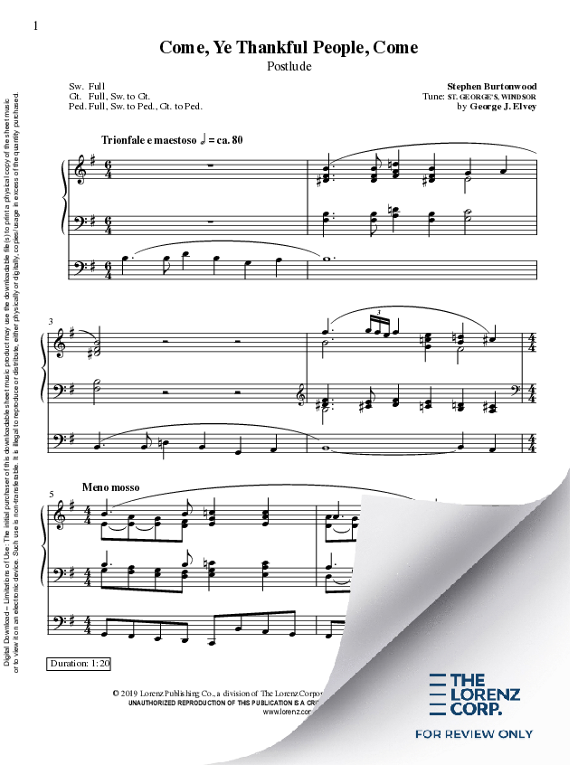 GIA Publications - Come, Ye Thankful People, Come - Organ Sheet Music ...