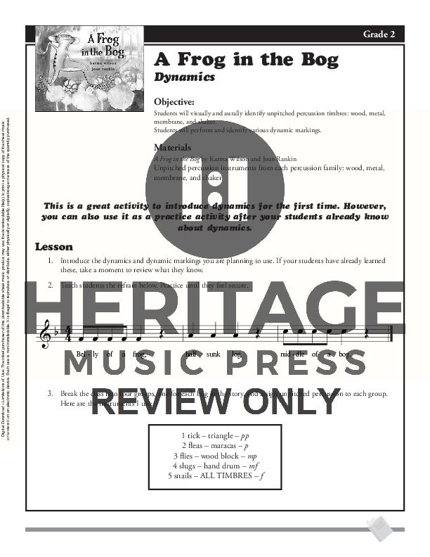 GIA Publications - A Frog in the Bog - Classroom Lesson/Activity ...