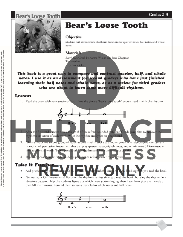 GIA Publications - Bear's Loose Tooth - Classroom Lesson/Activity ...