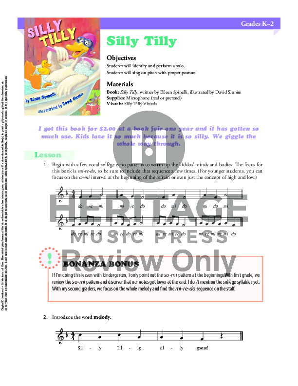 GIA Publications - Silly Tilly - Classroom Lesson/Activity (Digital ...