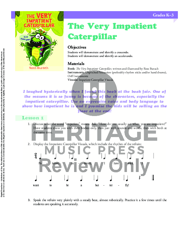 GIA Publications - The Very Impatient Caterpillar - Classroom Lesson ...