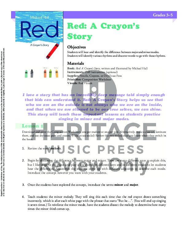 GIA Publications - Red: A Crayon's Story - Classroom Lesson/Activity ...