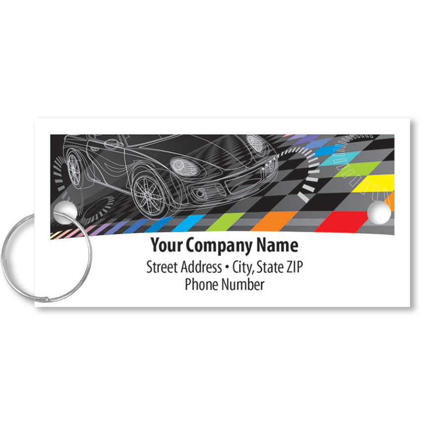 Full-Color Custom Key Tags - Sketched Car