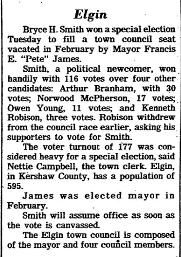 Elgin – Kershaw County, South Carolina History