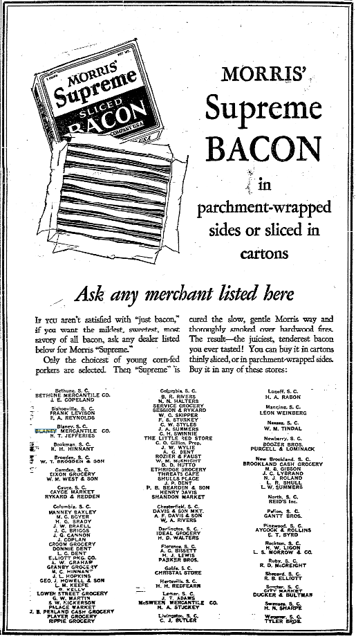 Morris’ Supreme Bacon – Kershaw County, South Carolina History