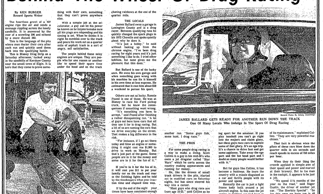 Behind The Wheel of Drag Racing – Kershaw County, South Carolina History