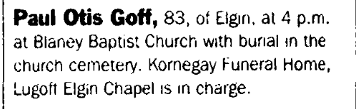 Paul Otis Goff – Kershaw County, South Carolina History