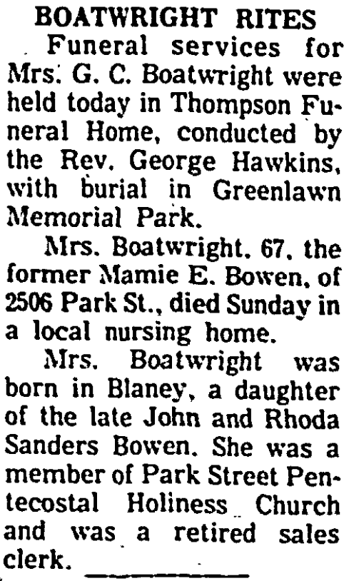 Mamie Elizabeth Bowen Boatwright – Kershaw County, South Carolina History