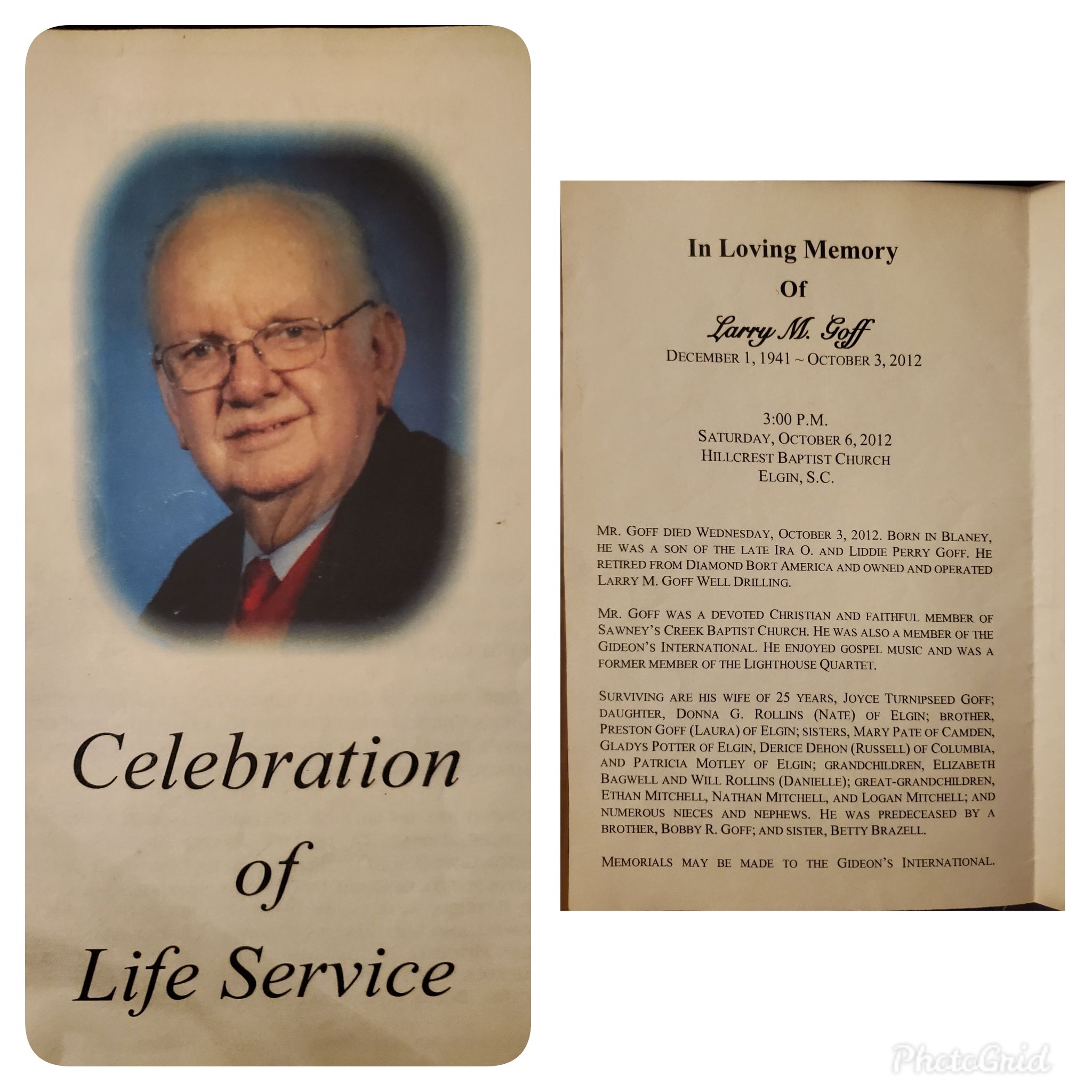 Larry M. Goff – Kershaw County, South Carolina History