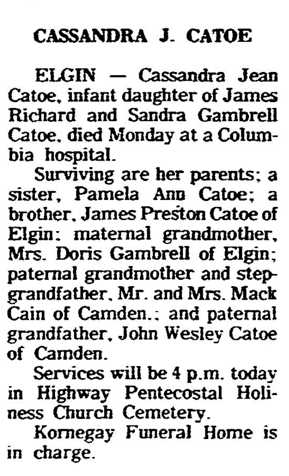 Cassandra Jean Catoe – Kershaw County, South Carolina History