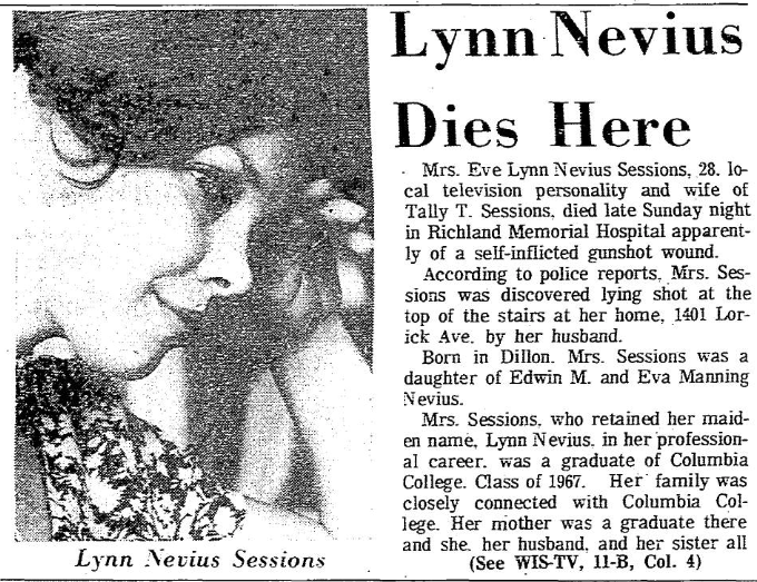Eve Lynn Nevius Sessions – Kershaw County, South Carolina History