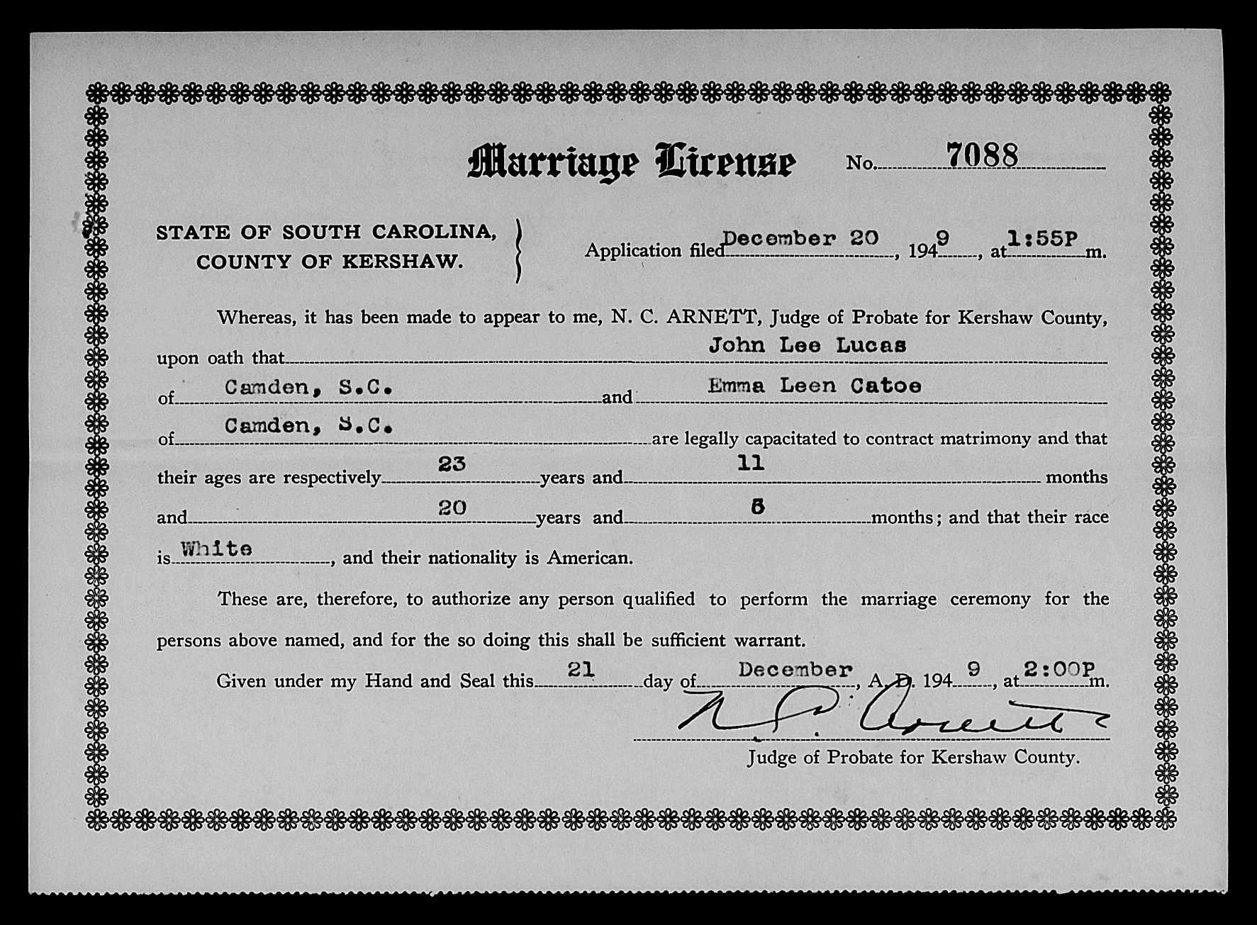 Emmaleen Catoe Lucas – Kershaw County, South Carolina History