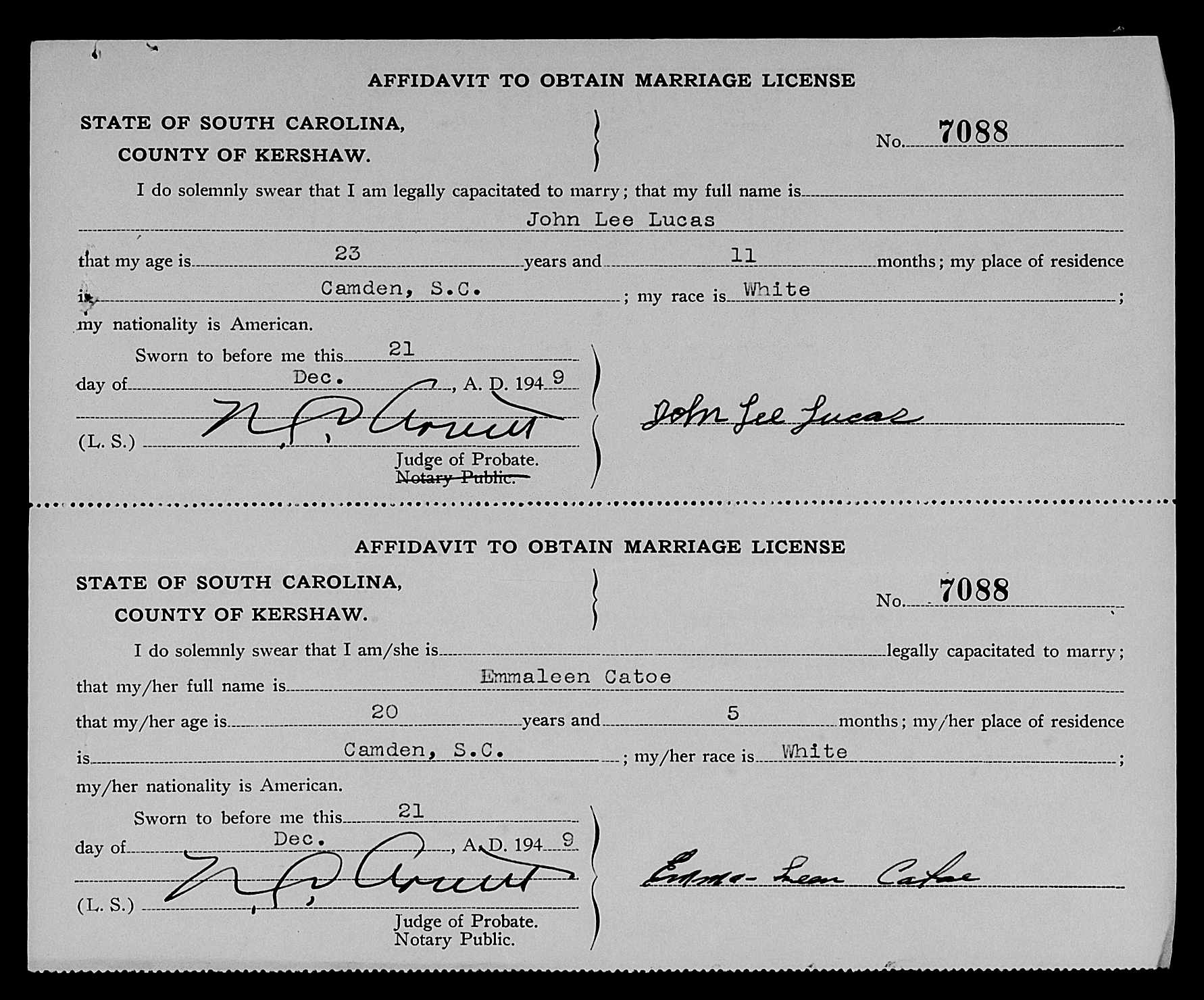 Emmaleen Catoe Lucas – Kershaw County, South Carolina History