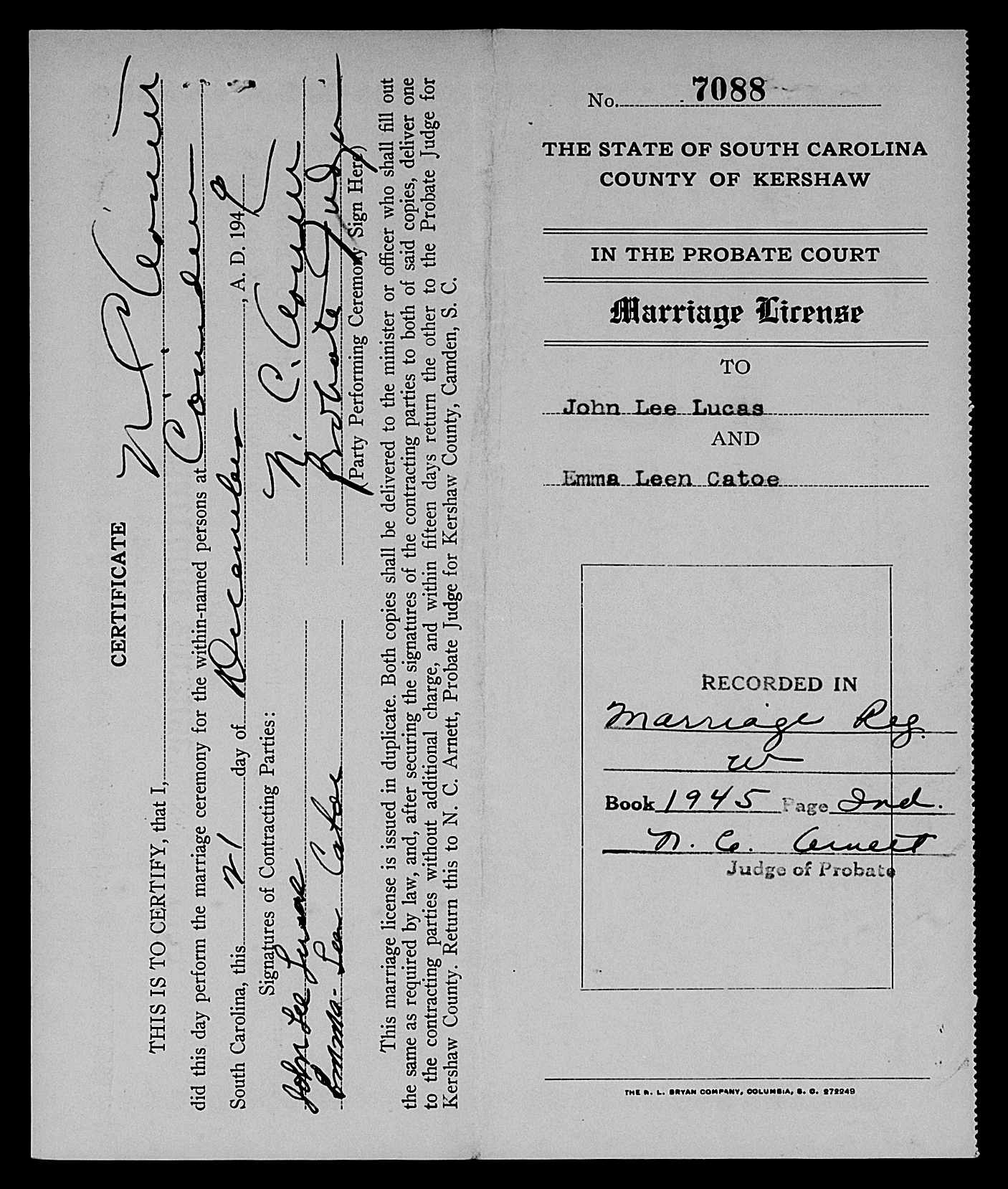 Emmaleen Catoe Lucas – Kershaw County, South Carolina History