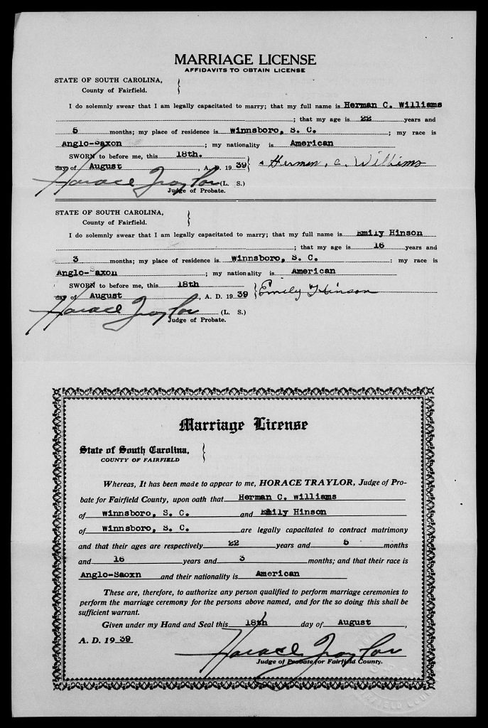 Emily Clyburn Hinson Williams Canady – Kershaw County, South Carolina ...