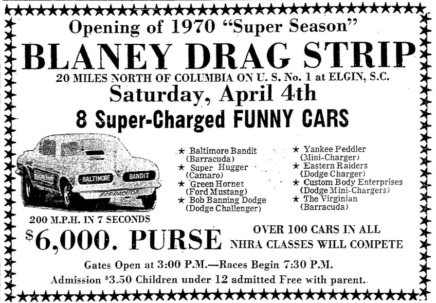 BLANEY DRAG STRIP – Kershaw County, South Carolina History
