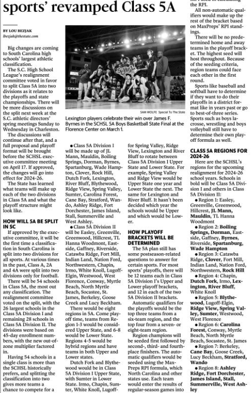 First look at SC high school sport’s revamped Class 5A – Kershaw County ...