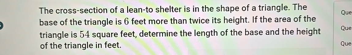 [Answered] The cross - section of a lean - to shelter is | HelloExpert