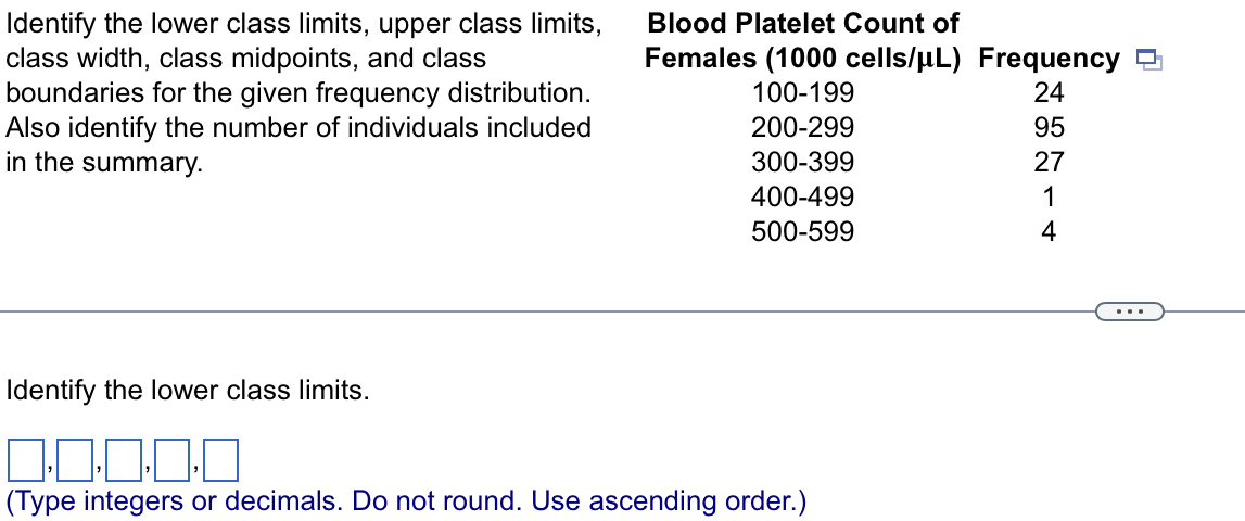 [Answered] Identify the lower class limits , upper class limits , class ...
