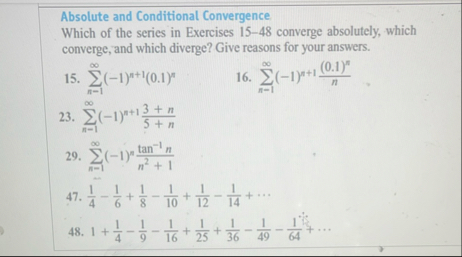 [Answered] Absolute and Conditional Convergence Which of the series in ...