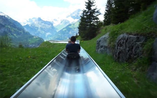 This slide in Switzerland is what you always dreamed of as a kid ...