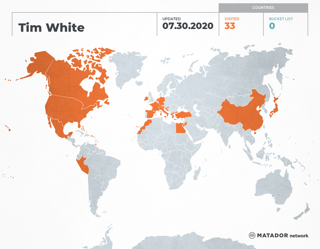 Tim White’s Travel Map – Matador Network