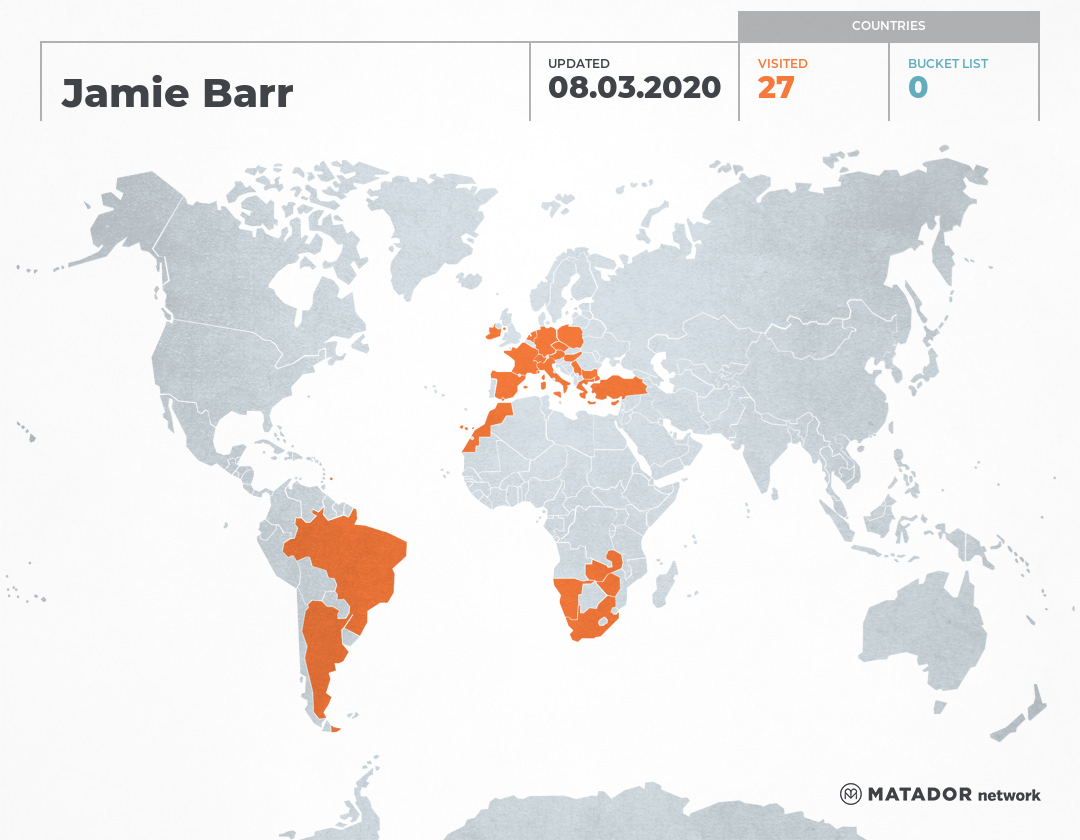Jamie Barr’s Travel Map – Matador Network
