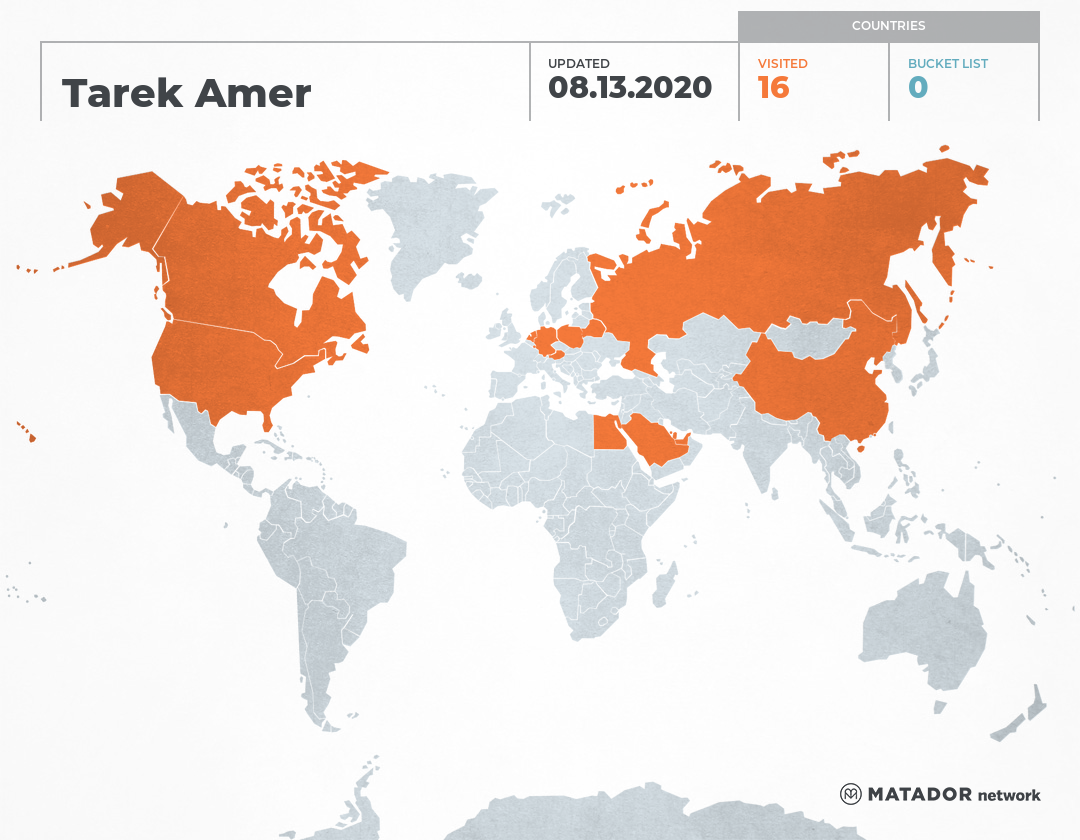 Tarek Amer’s Travel Map – Matador Network