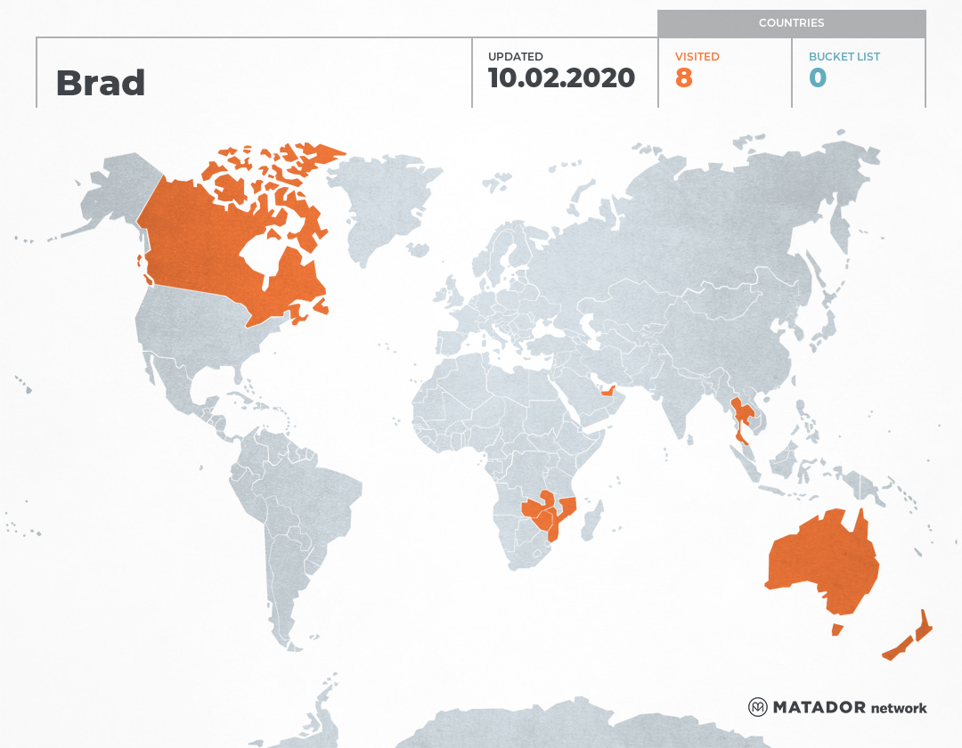 Brad’s Travel Map – Matador Network