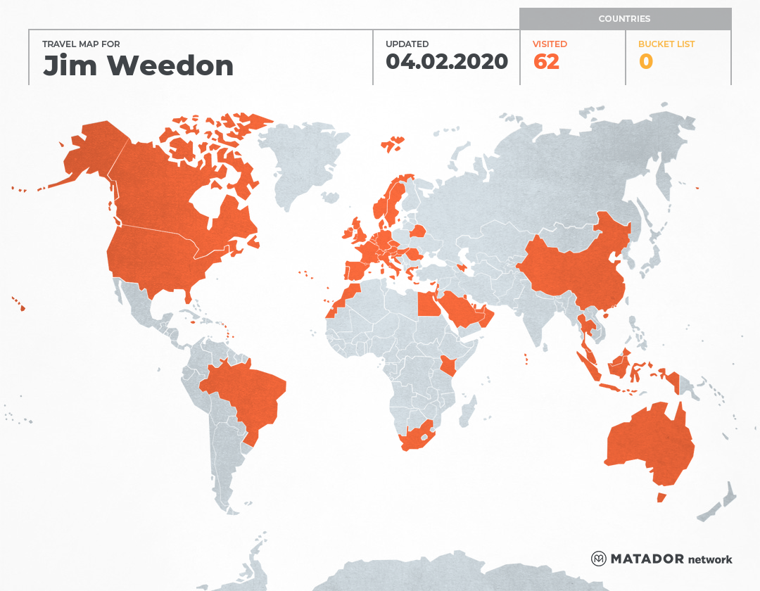 Jim Weedon’s Travel Map – Matador Network