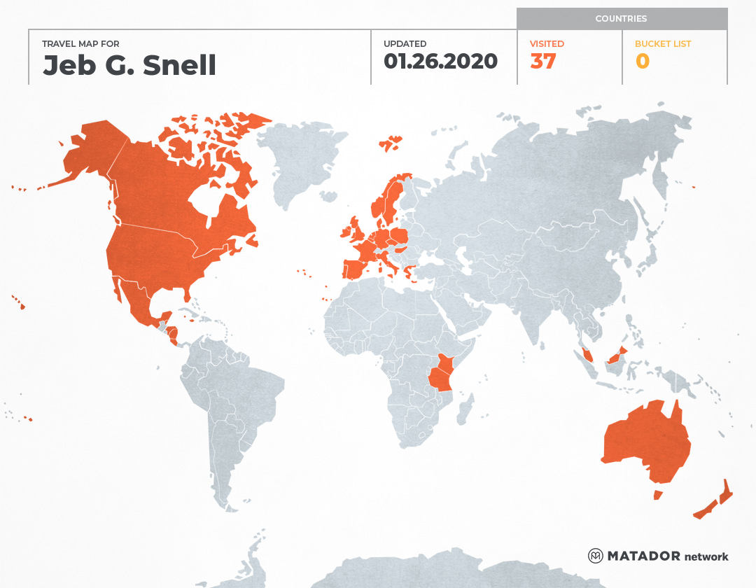 Jeb G. Snell’s Travel Map – Matador Network