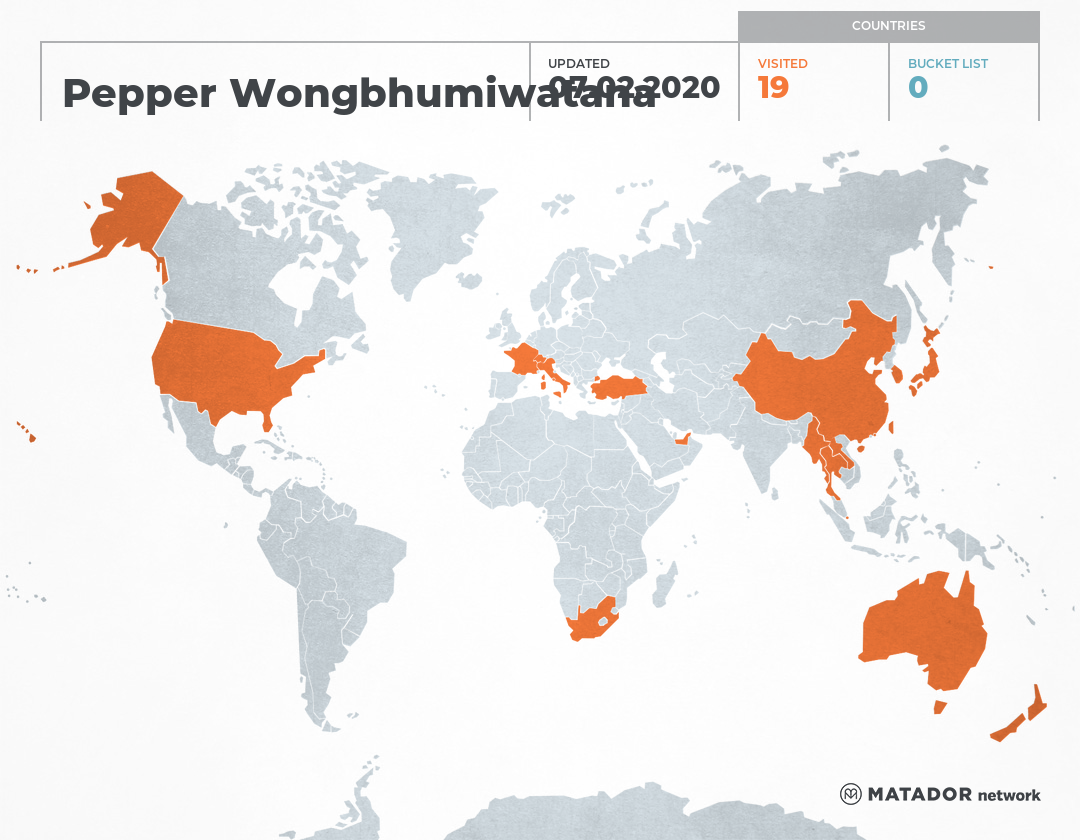 Pepper Wongbhumiwatana’s Travel Map – Matador Network