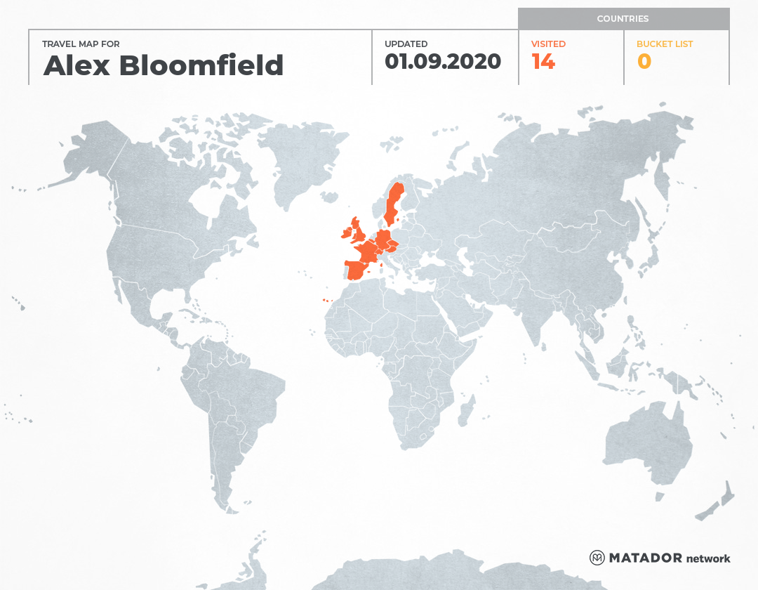 Alex Bloomfield’s Travel Map – Matador Network