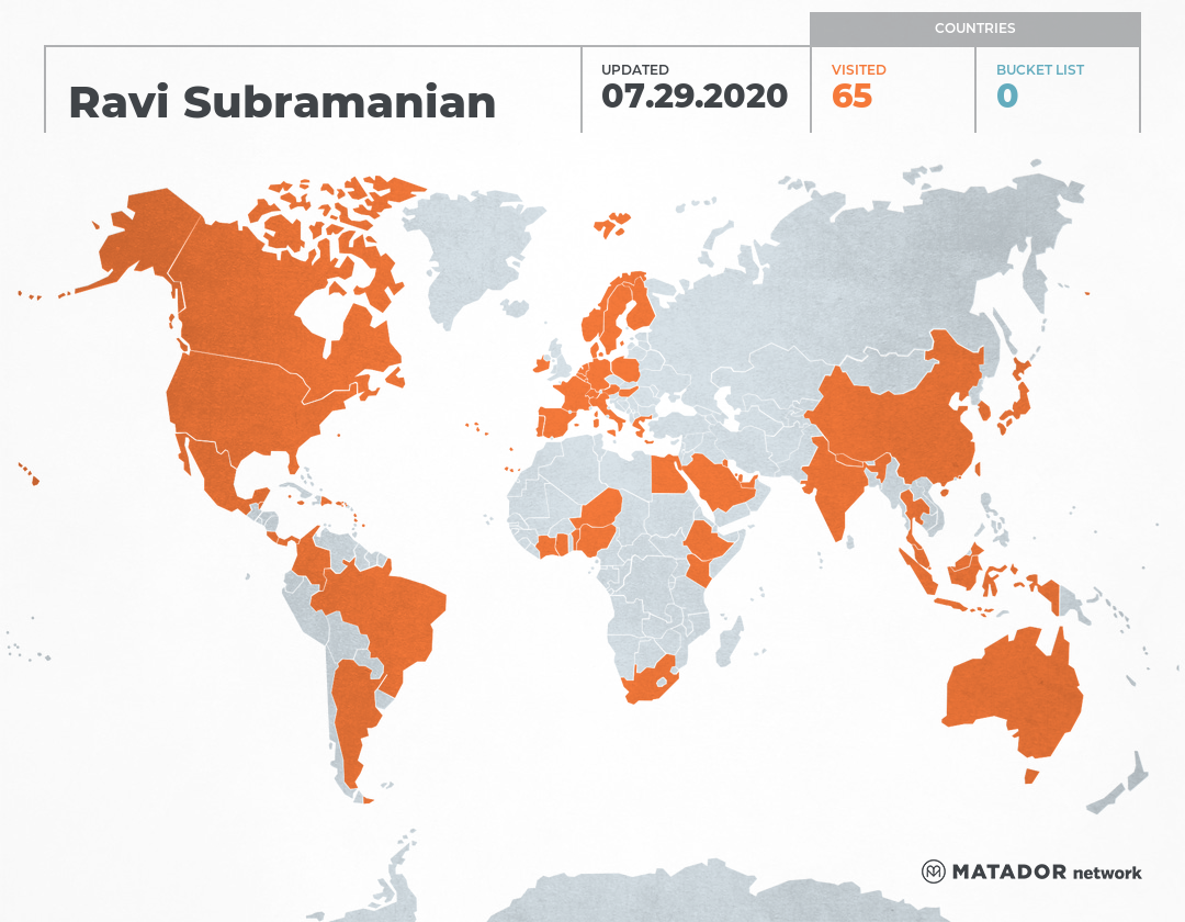 Ravi Subramanian’s Travel Map – Matador Network