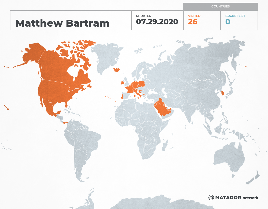 Matthew Bartram’s Travel Map – Matador Network