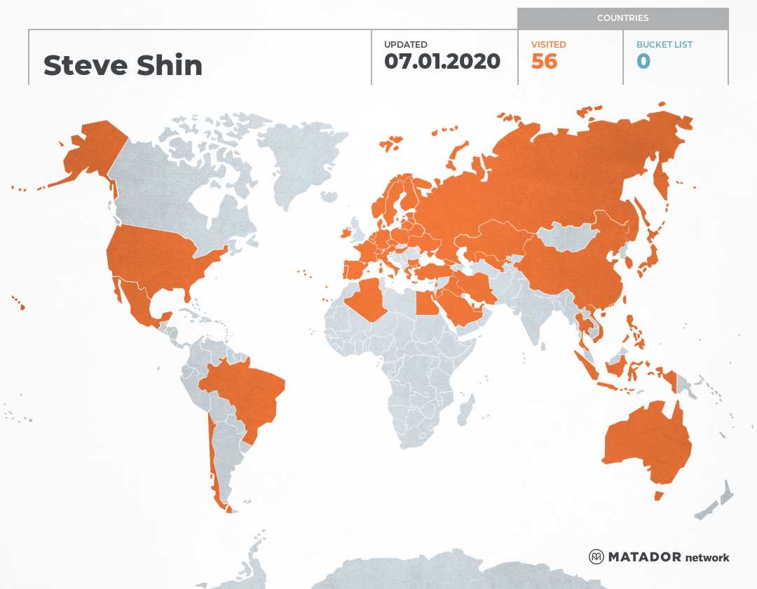 Steve Shin’s Travel Map – Matador Network